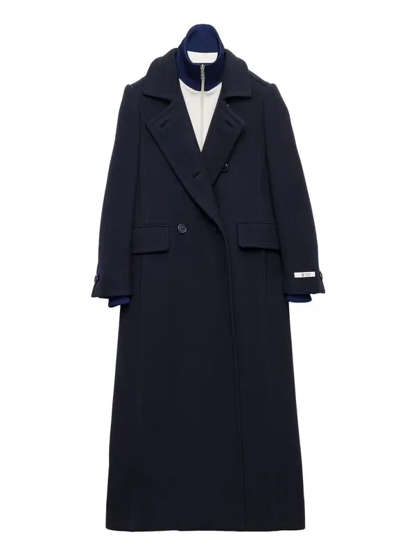 Prada Single-breasted Natté Fabric Coat - Navy