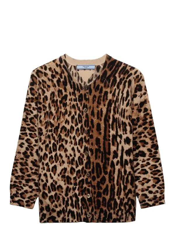 Prada Printed Cashmere Cardigan - Brown