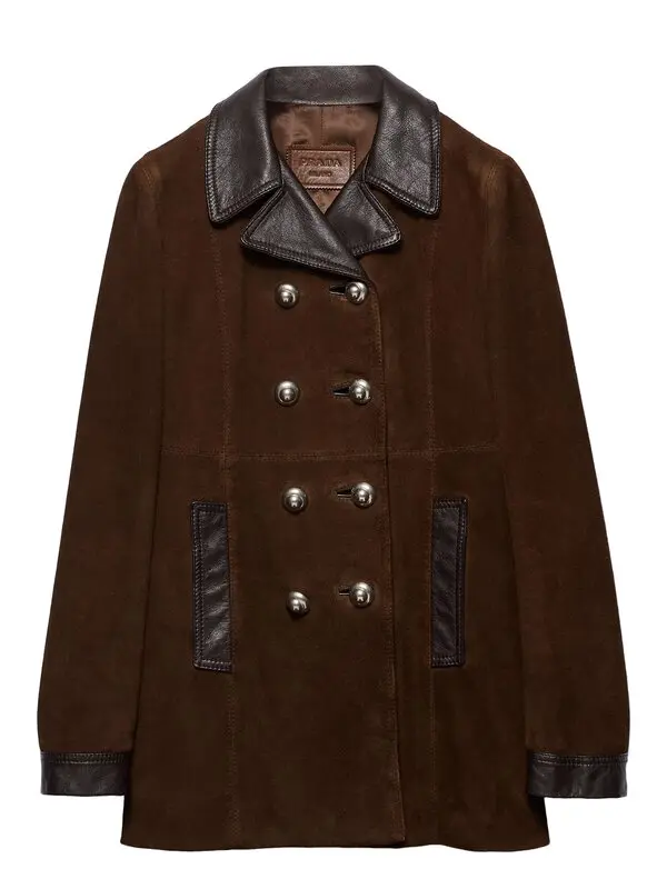 Prada Double-breasted Suede Caban Jacket - Sienna