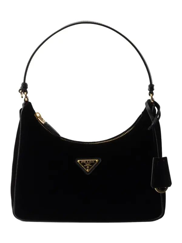 Prada Re-edition 2005 Velvet And Saffiano Mini Bag - Black