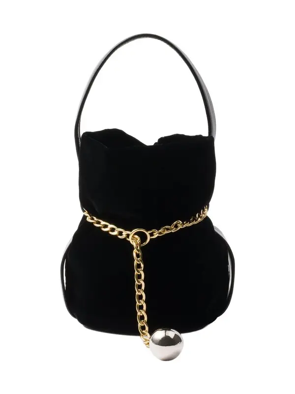 Prada Mini Velvet And Nappa Leather Bucket Bag - Black