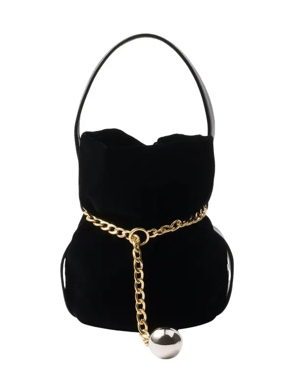 Prada Mini Velvet And Nappa Leather Bucket Bag - Black