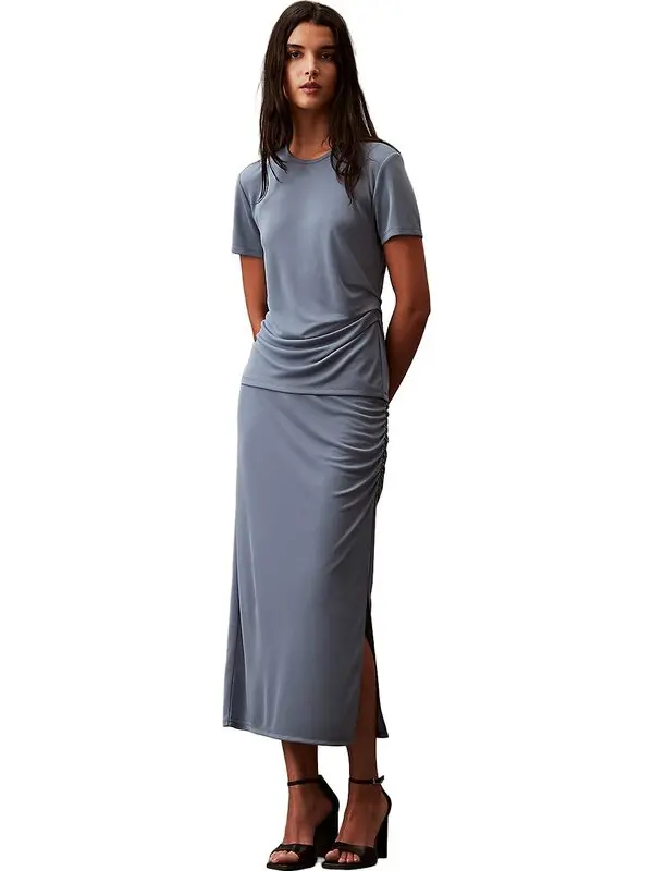 Calvin Klein Refined Jersey Midi Skirt - Caspian Sea