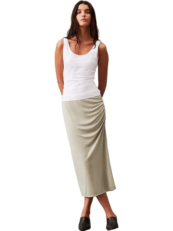 Calvin Klein Refined Jersey Midi Skirt - Desert Sage