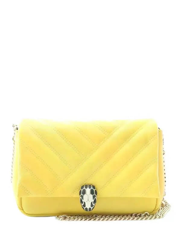 BVLGARI 2010-2025 Leather Serpenti Cabochon Chain Crossbody Bag - Yellow