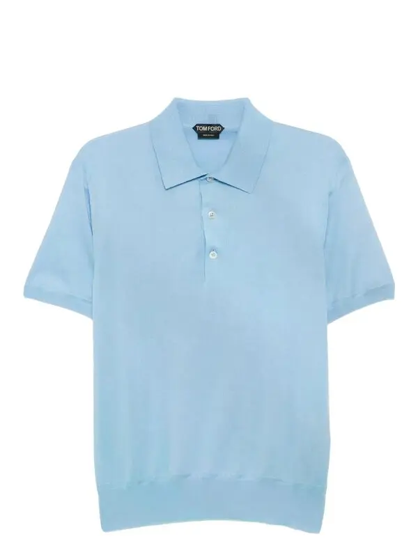 TOM FORD Short-sleeves Cotton Polo Shirt - Blue
