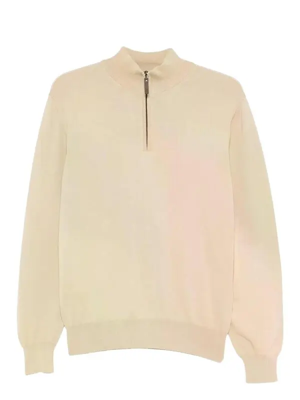 Canali Zip Funnel-neck Polo Shirt - Neutrals