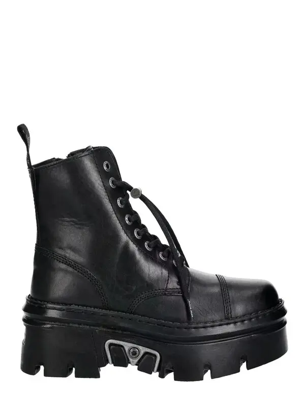 NEW ROCK 60mm Lace-up Platform Boots - Black