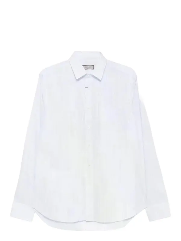 Canali Long Sleeve Checked Shirt - White