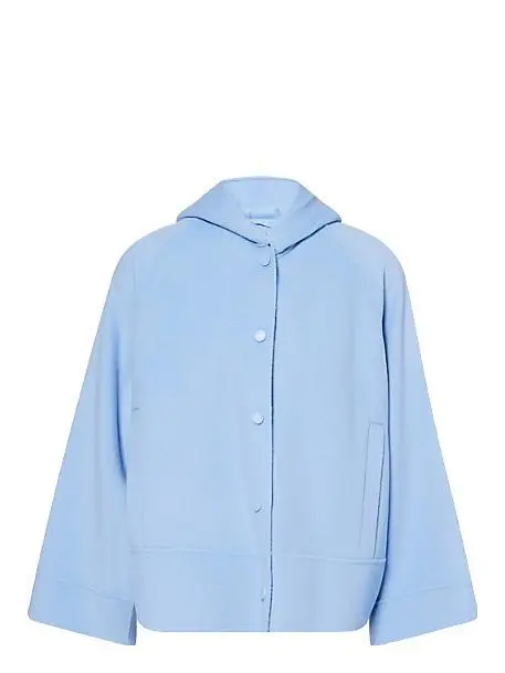 Max Mara Brushed Wool-blend Hooded Jacket - Light Blue