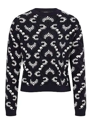 Max Mara Jacquard Knitted Jumper - Navy