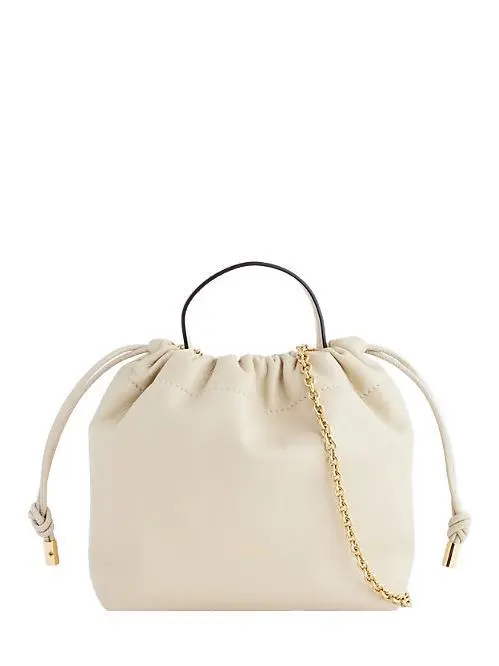 Chloé Icons Mini Chain Drawstring Leather Cross-body Bag - Cloudy Cream