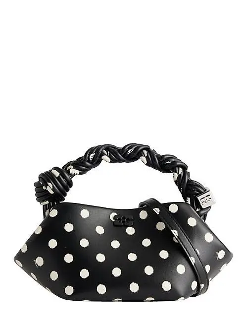 GANNI Mini Polka Dot-print Leather-blend Top-handle Bag - Black