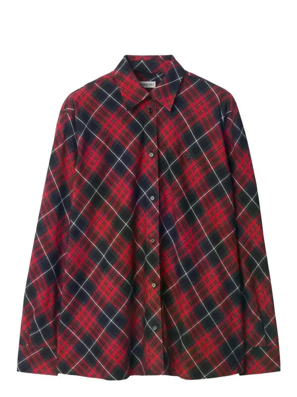 Burberry Checked Cotton Shirt - Red