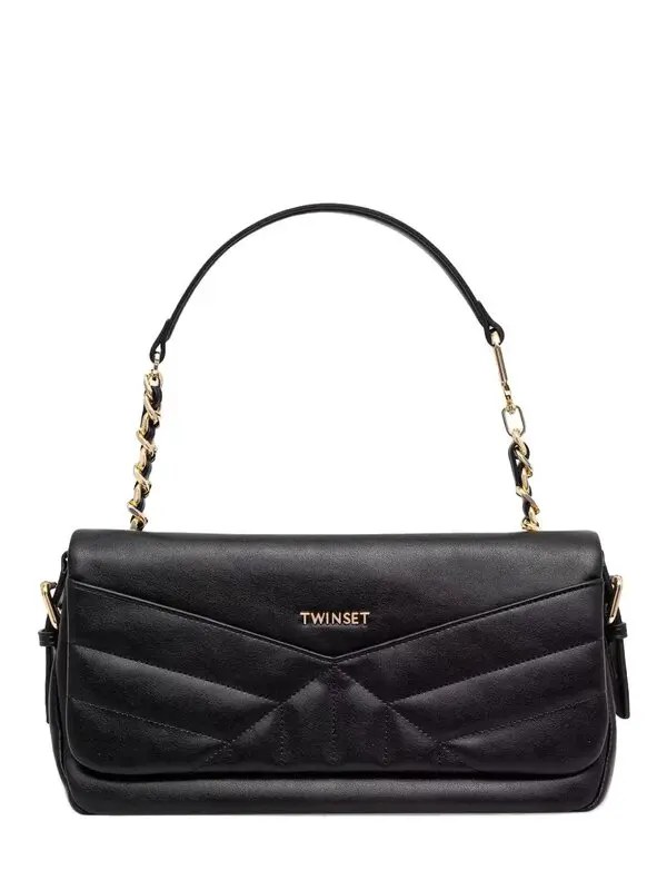 TWINSET Quilted Leather Shoulder Bag - Black