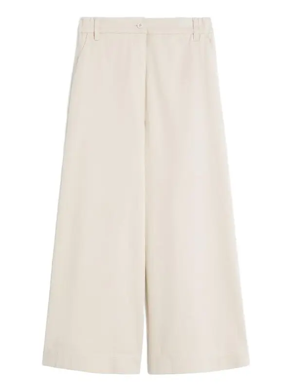 Max Mara Cotton Drill Wide Leg Trousers - Sand