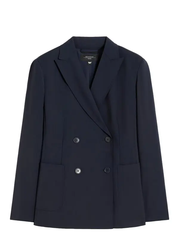 Max Mara Double-breasted Stretch Wool Blazer - Navy