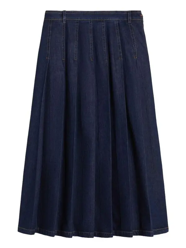 Max Mara Pleated Denim Maxi Skirt - Navy