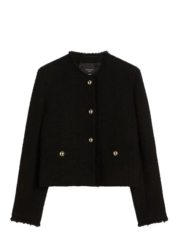 Max Mara Wool-blend Crew-neck Jacket - Black