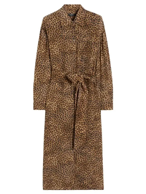 Max Mara Printed Silk Crêpe De Chine Shirt Dress - Camel