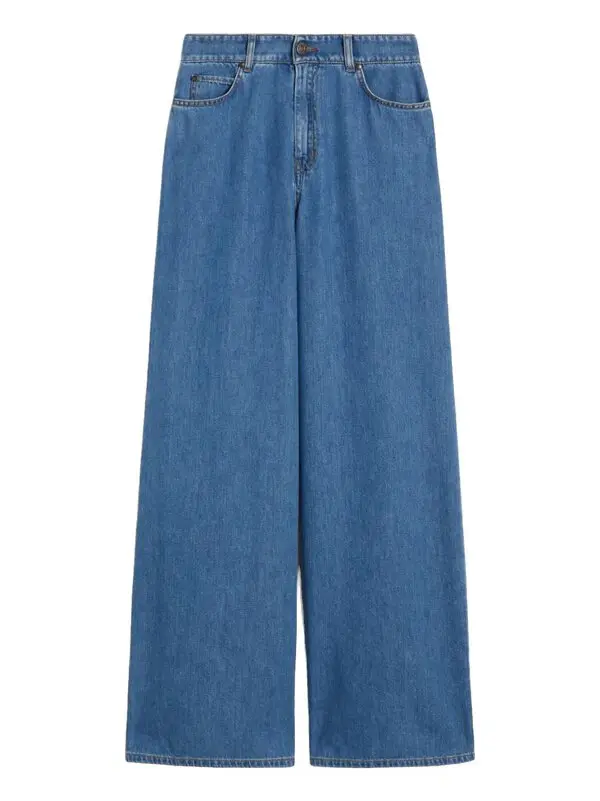 Max Mara Soft Cotton Denim Wide-leg Jeans - Navy