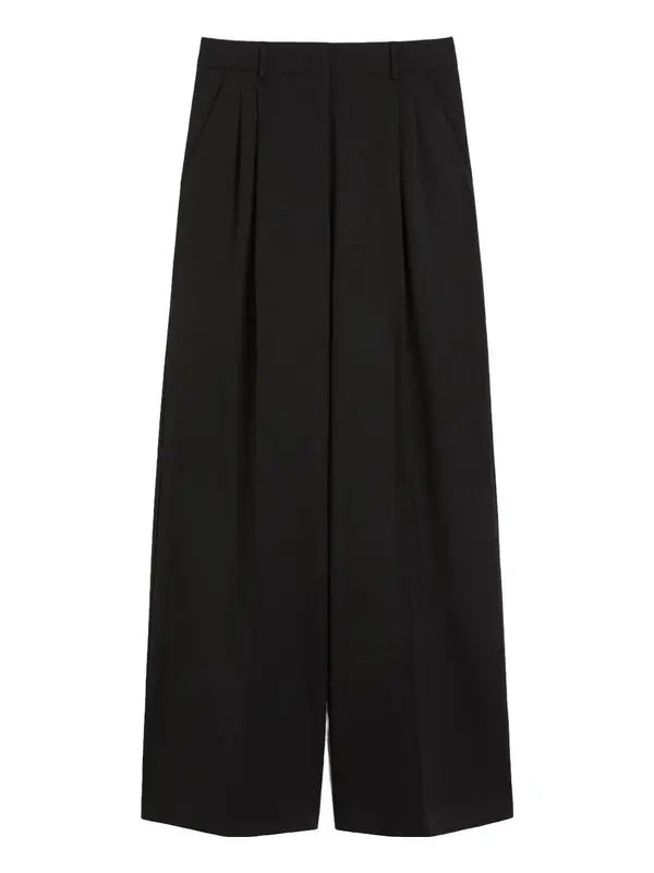 Max Mara Wool-blend Wide-leg Trousers - Black
