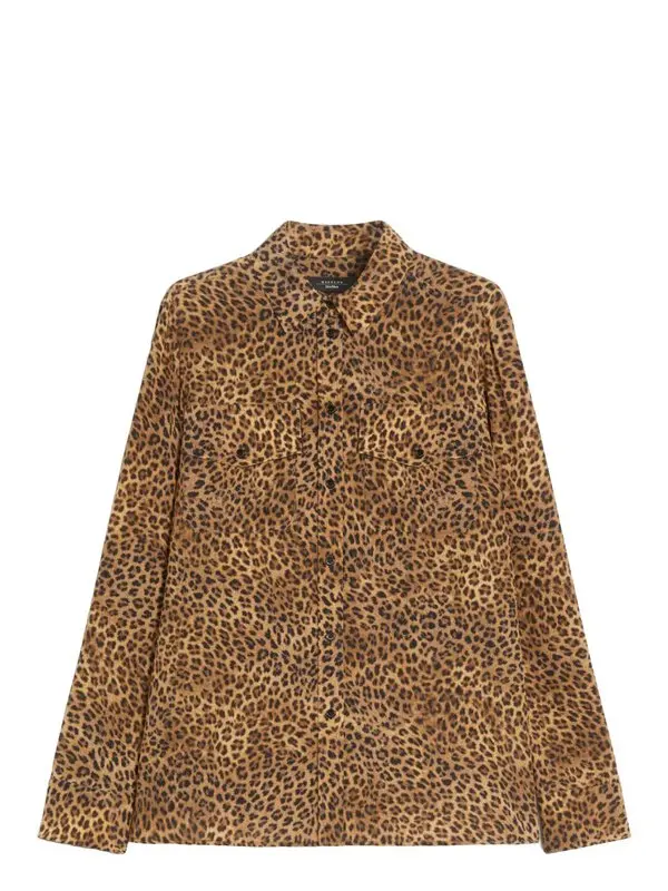 Max Mara Printed Silk Pocket Shirt - Camel