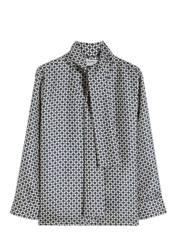 Max Mara Printed Silk Twill Shirt - Midnightblue