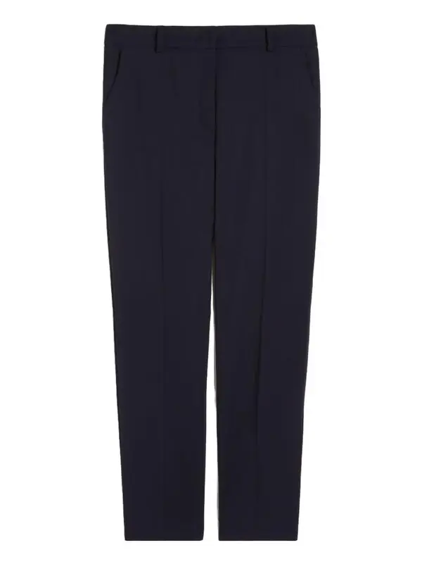 Max Mara Stretch Wool Cigarette Trousers - Navy