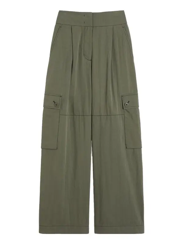 Max Mara Cotton Gabardine Wide Leg Trousers - Dark Green