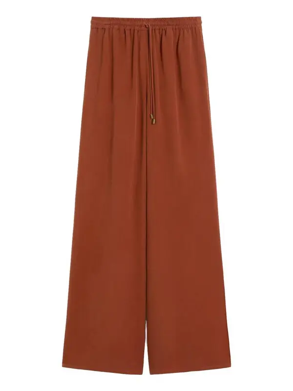 Max Mara Wide-fit Washed Silk Trousers - Terra Cotta