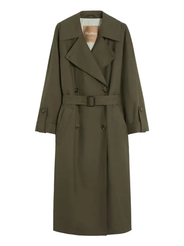 Max Mara Water-repellent Twill Belted Trench Coat - Green