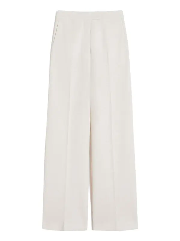 Max Mara Wool Piqué Wide-leg Trousers - Ivory