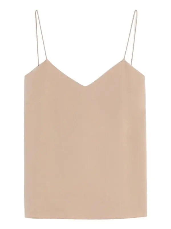 Max Mara Silk Canvas Spaghetti Strap Top - Hazelnut Brown