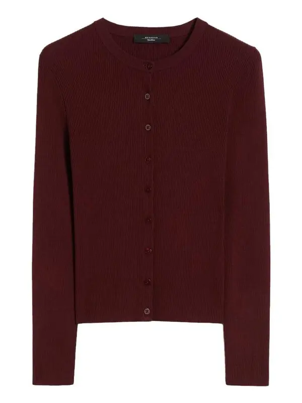 Max Mara Rib-knit Viscose Cardigan - Bordeaux