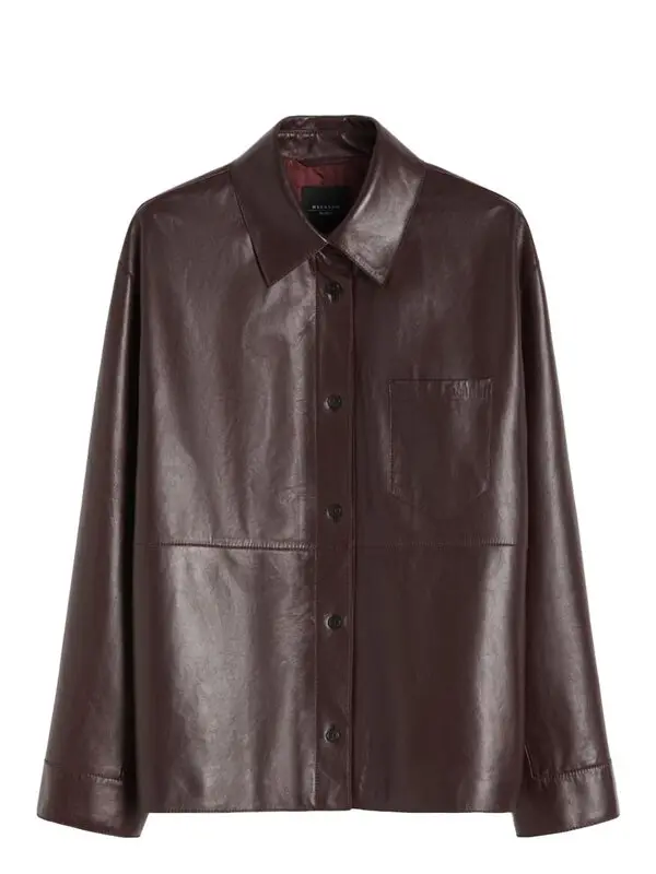 Max Mara Nappa Leather Shirt Jacket - Bordeaux