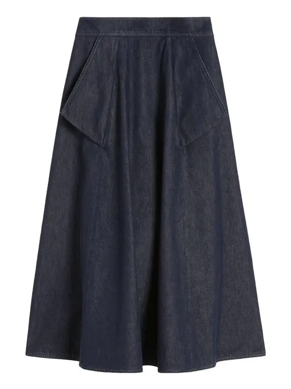 Max Mara Denim-look Cotton Midi Skirt - Midnightblue