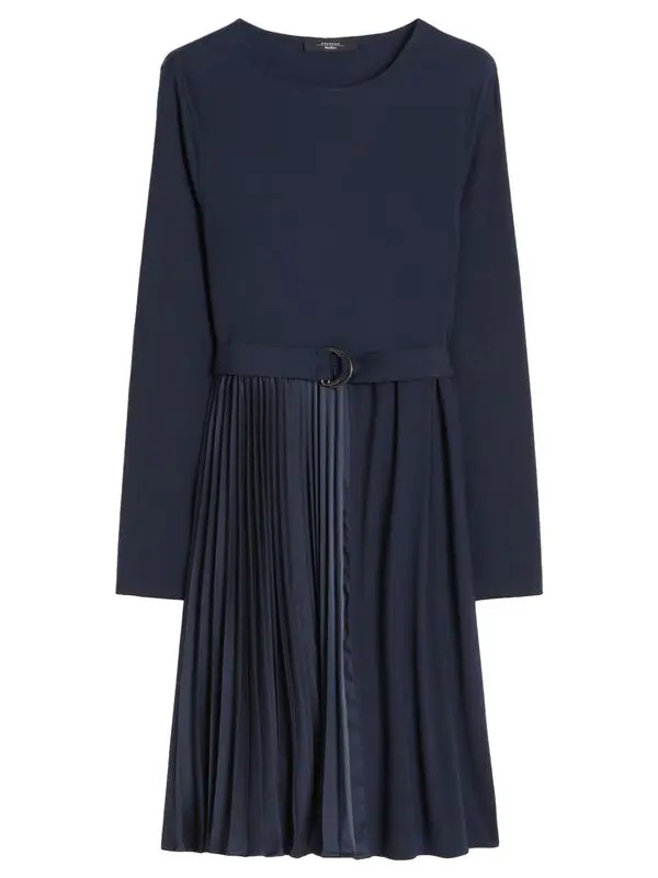 Max Mara Milano-knit Jersey Fit-and-flare Mini Dress - Navy