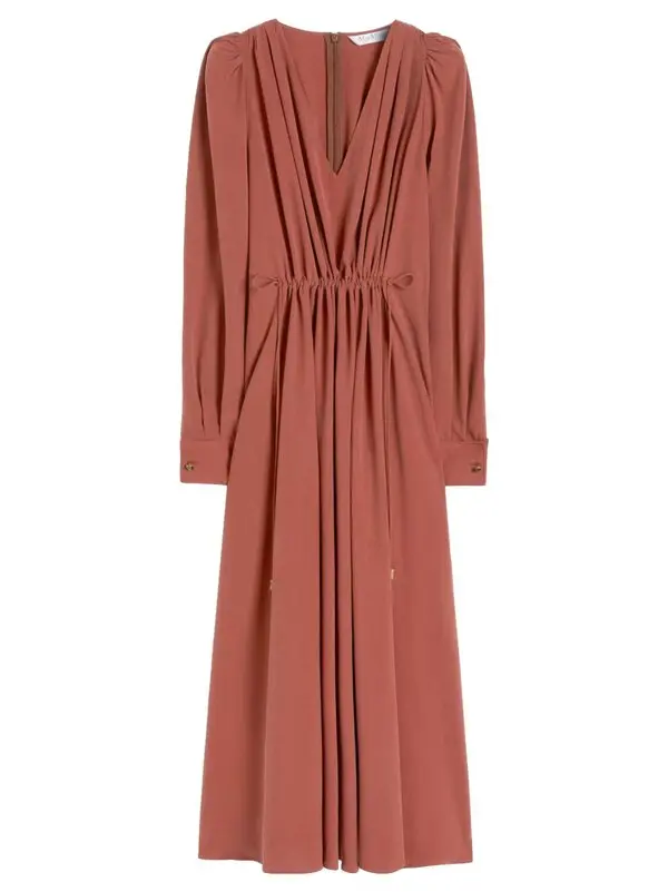 Max Mara Washed Silk Canvas Long Dress - Terra Cotta