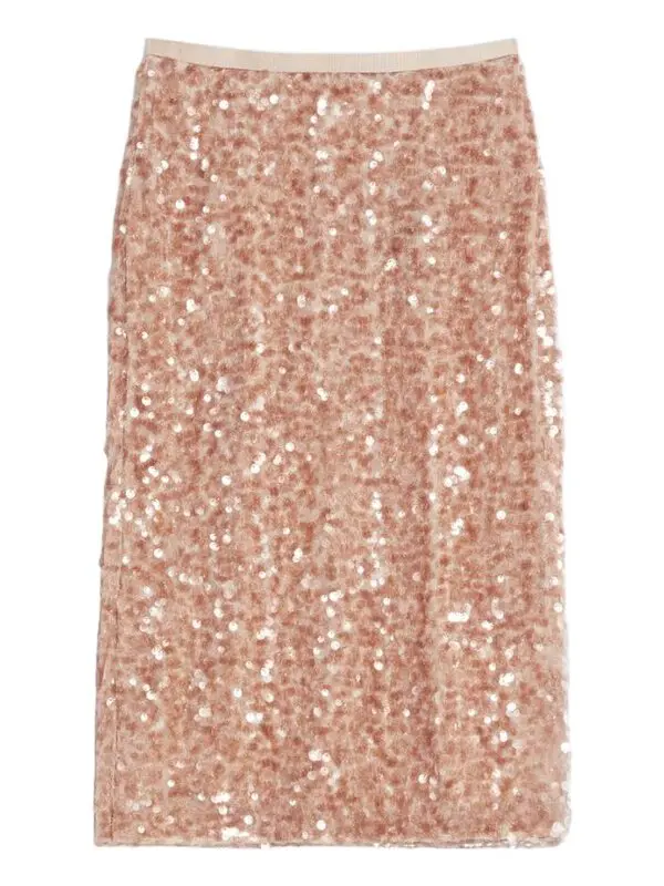 Max Mara Calf-length Sequin-embroidered Tulle Skirt - Nudo