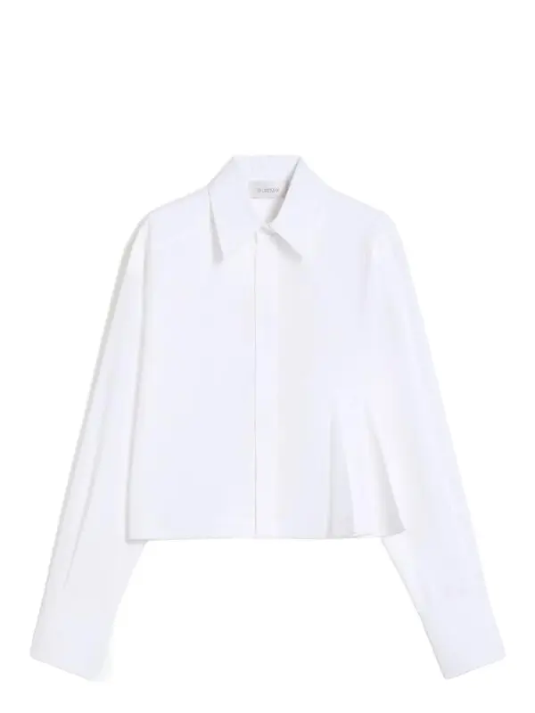 Max Mara Cropped Poplin Shirt With Asymmetrical Pleats - Optical White