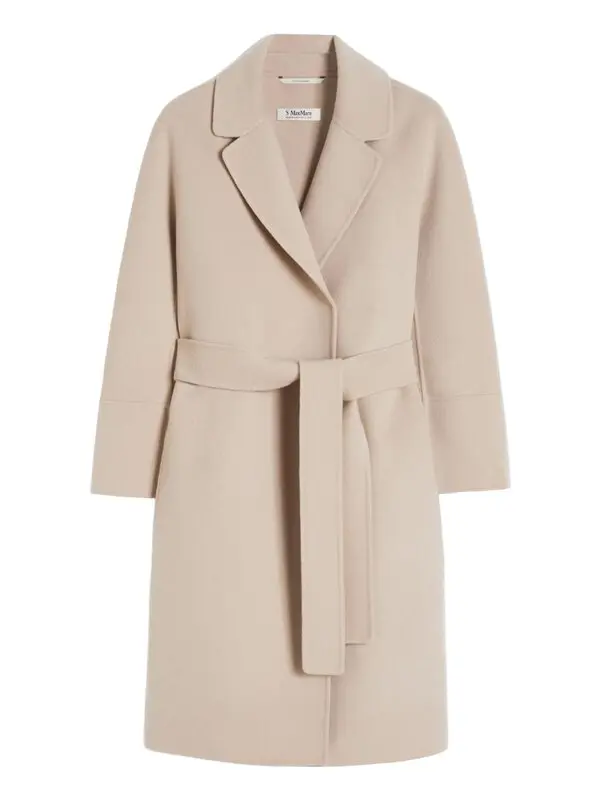 Max Mara Belted Wool Coat - Beige Pink