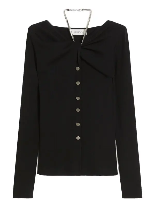Max Mara Wool Cardigan With Chain - Black