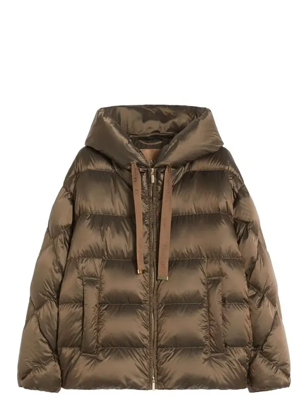 Max Mara Water-repellent Canvas Belted Down Jacket - Hazelnut Brown