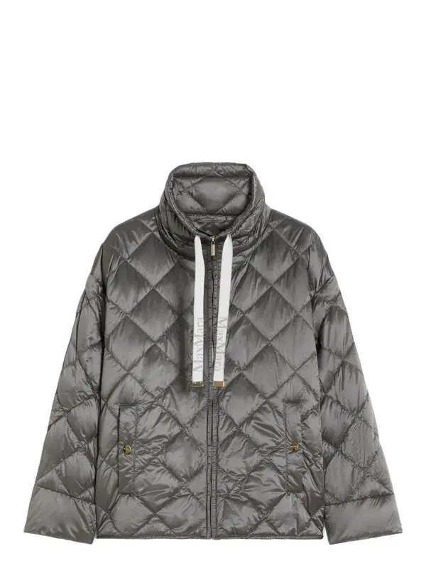 Max Mara Short Water-repellent Quilted Down Jacket - Dark Grey