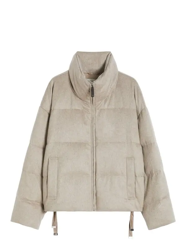 Max Mara Water-repellent Canvas And Camel Down Jacket - Sand