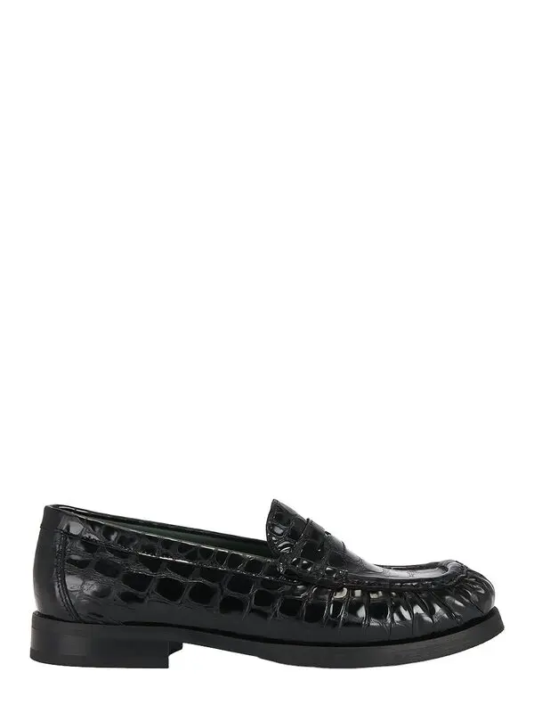 VINNY'S Ogee Penny Loafer - Black Glossy Croc Leather