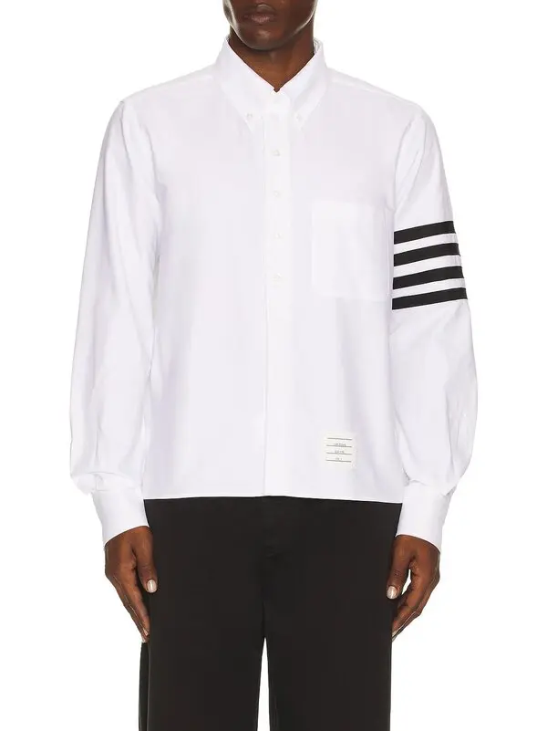 Thom Browne Straight Fit Bar Oxford Shirt - White
