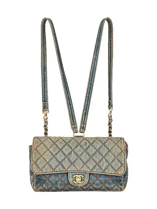 Chanel Vintage Flap Backpack Denim - Blue