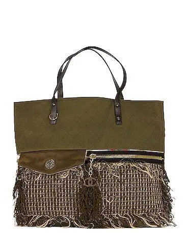 Chanel Cuba-paris Tweed Fringe Tote Bag - Green